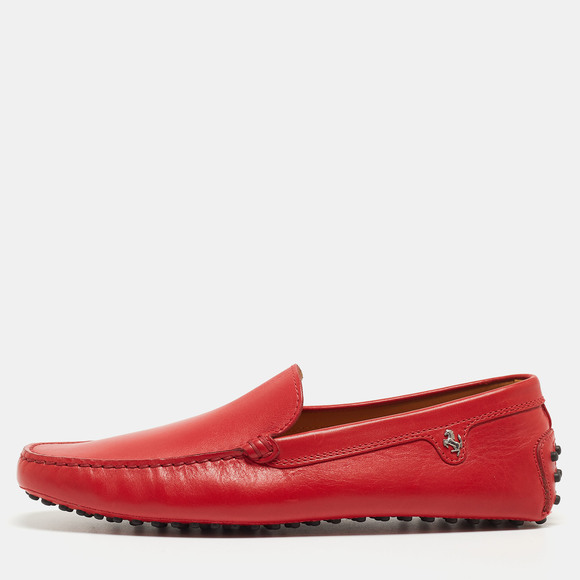 Tod's | Shoes | Tods For Ferrari Red Leather Slip On Loafers | Poshmark